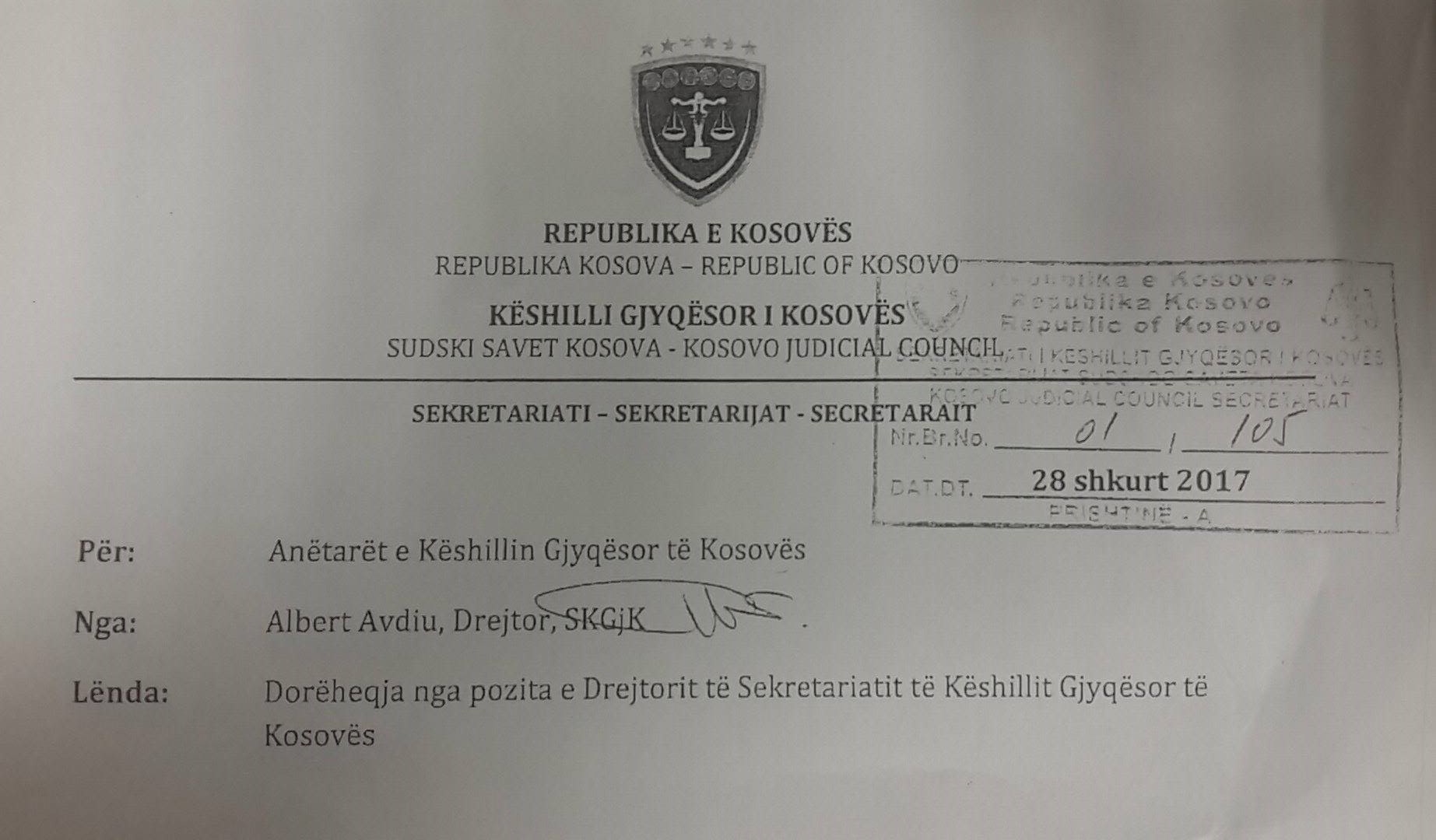 Jep dorëheqje Albert Avdiu, drejtor i Sekretariatit të KGJK-së - Betimi ...