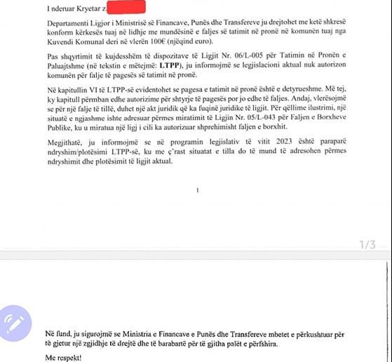Tatimin në pronë nuk mund ta falin komunat - Betimi për Drejtësi